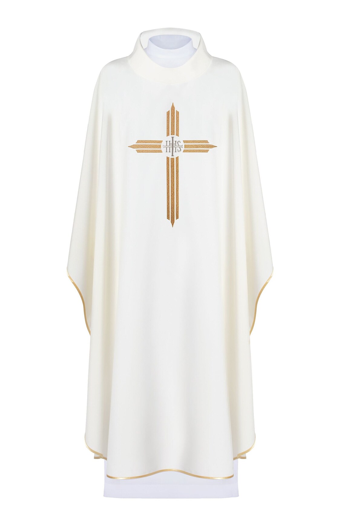 Chasuble Embroidered Cross With Ihs Symbol - Ecru (H7) - Etsy