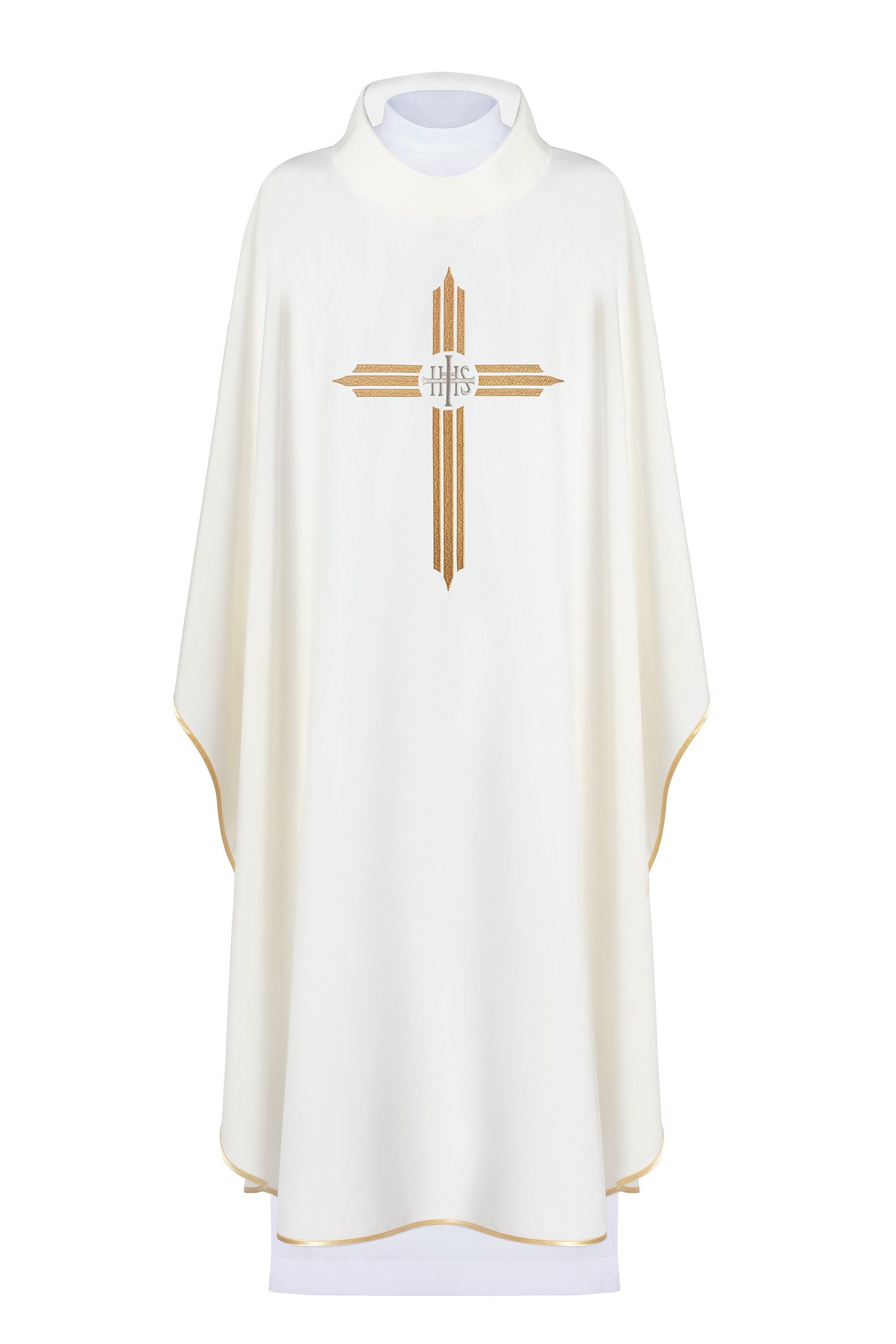 Chasuble Embroidered Cross With Ihs Symbol - Ecru (H7) - Etsy