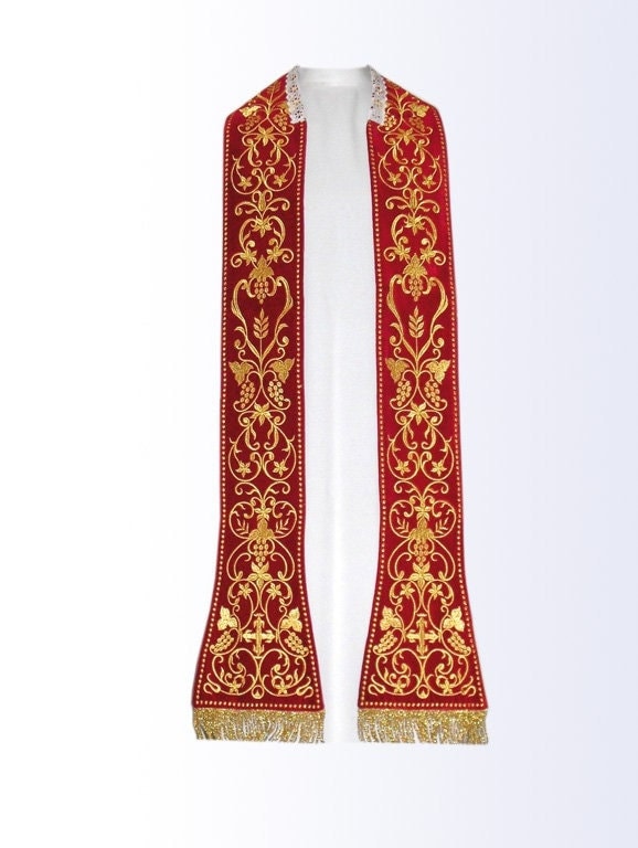 Embroidered Roman Stole Material Velvet Liturgical Colors - Etsy