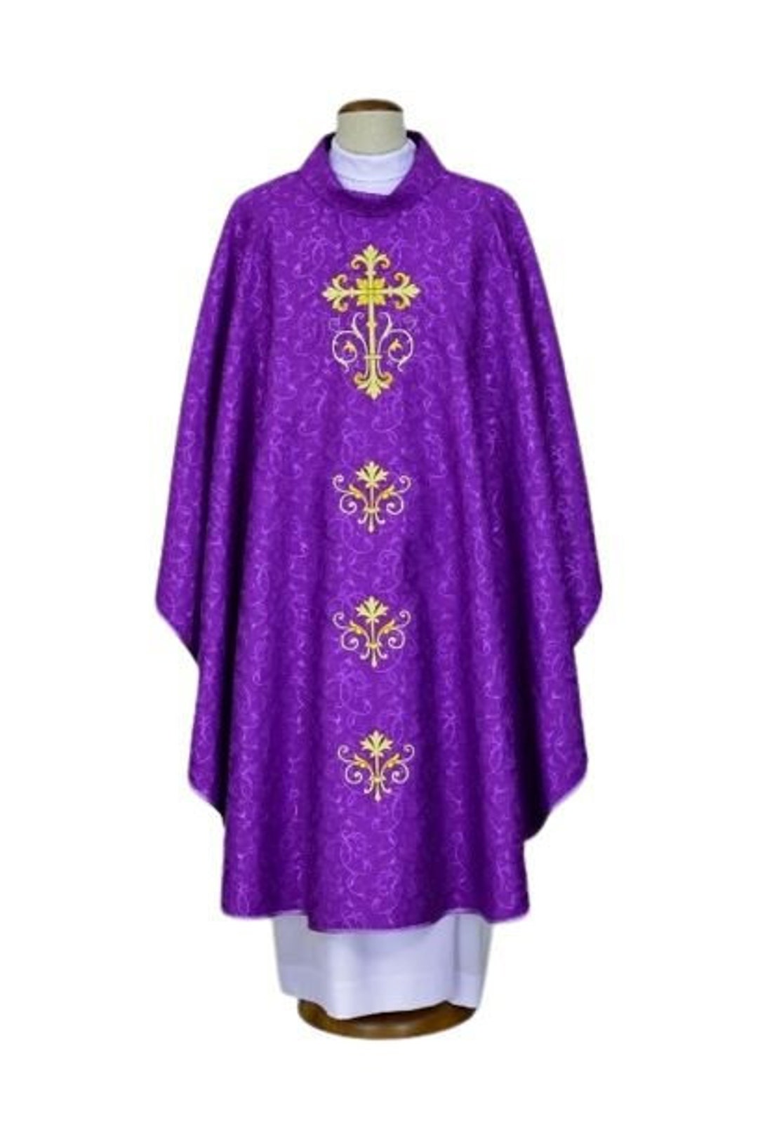 Purple Chasuble Embroidered, Damask Fabric - Cross (22) - Etsy