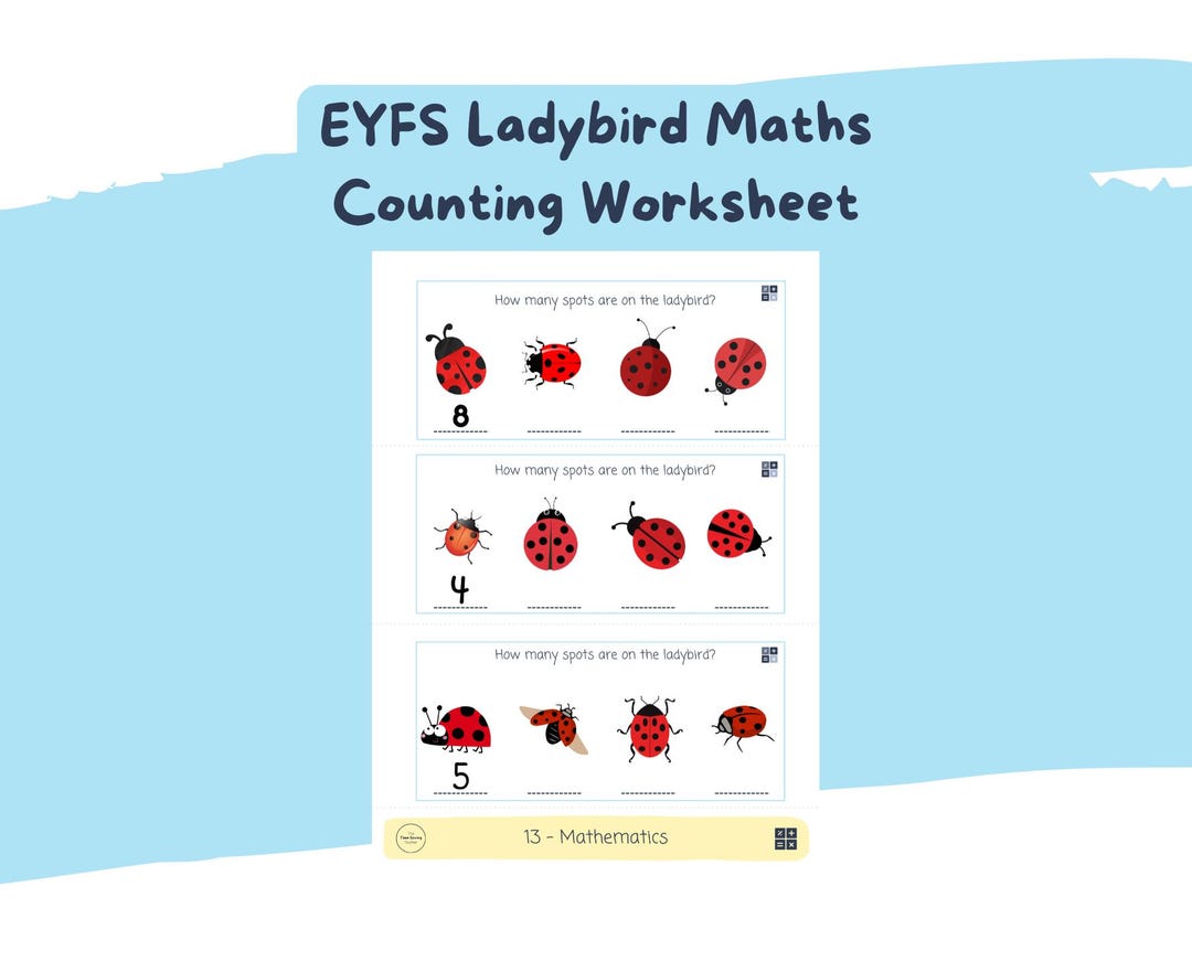 EYFS Ladybird Maths Counting Worksheet | KS1 Spring Farm Printable ...