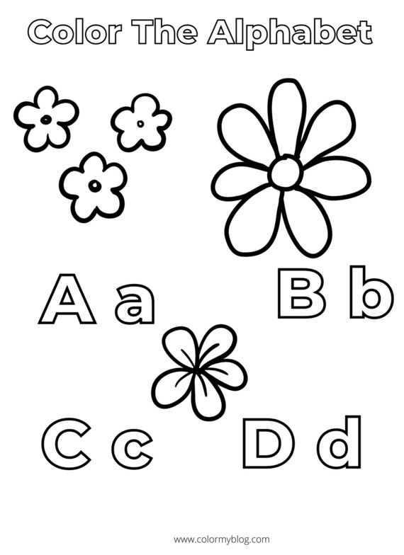 Color the Alphabet Coloring Sheet Color Letter and Flowers - Etsy
