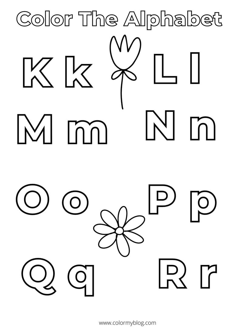 Color the Alphabet Coloring Sheet, Color Letter and Flowers, School ...