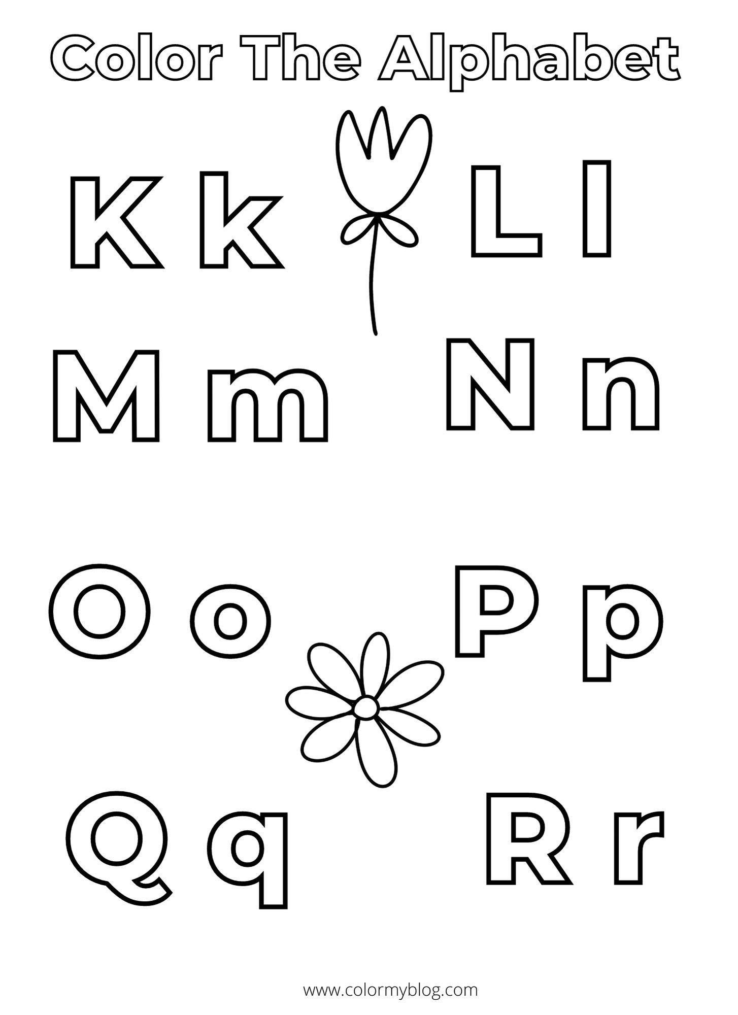 Color the Alphabet Coloring Sheet, Color Letter and Flowers, School ...