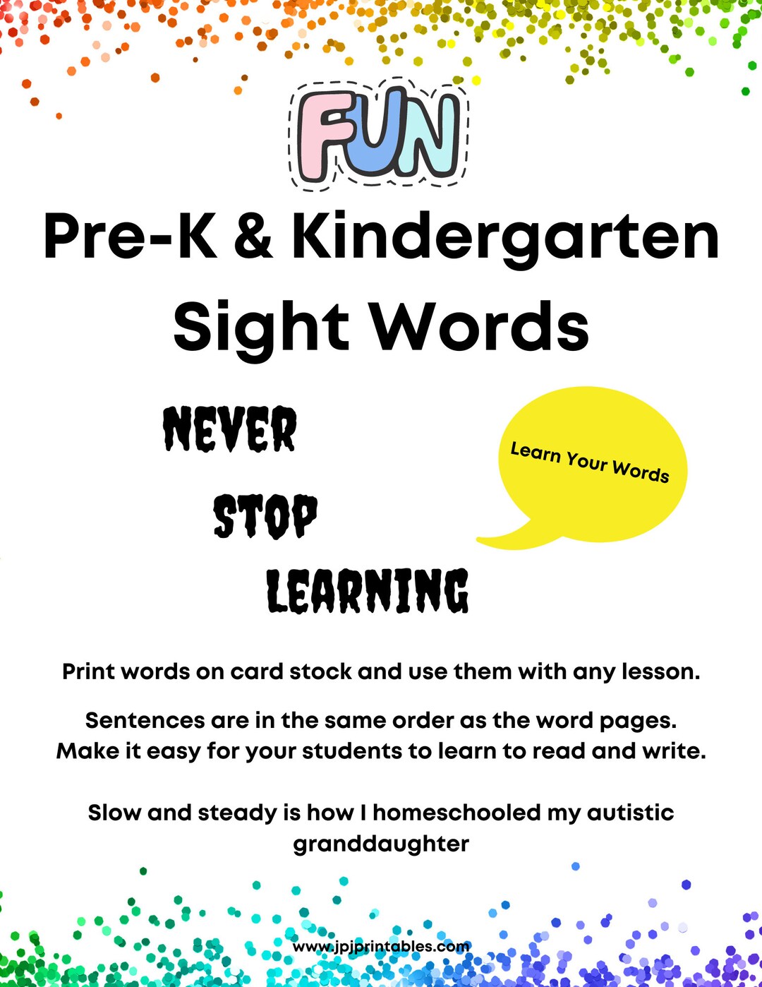 Pre-k & Kindengarten Worksheets, Sight Words, Trace, Sentences, Digital ...