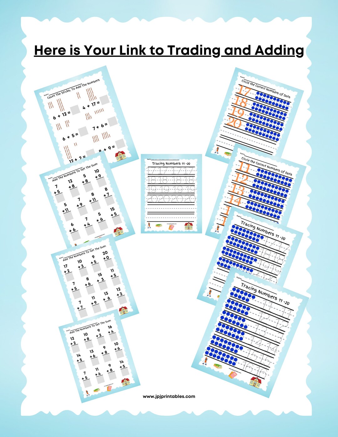 Elementary Addition Number 11-20, Tracing Numbers, Count Dots, 10 Pages ...