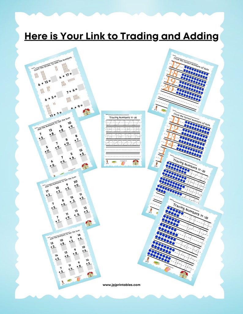 Elementary Addition Number 11-20, Tracing Numbers, Count Dots, 10 Pages ...