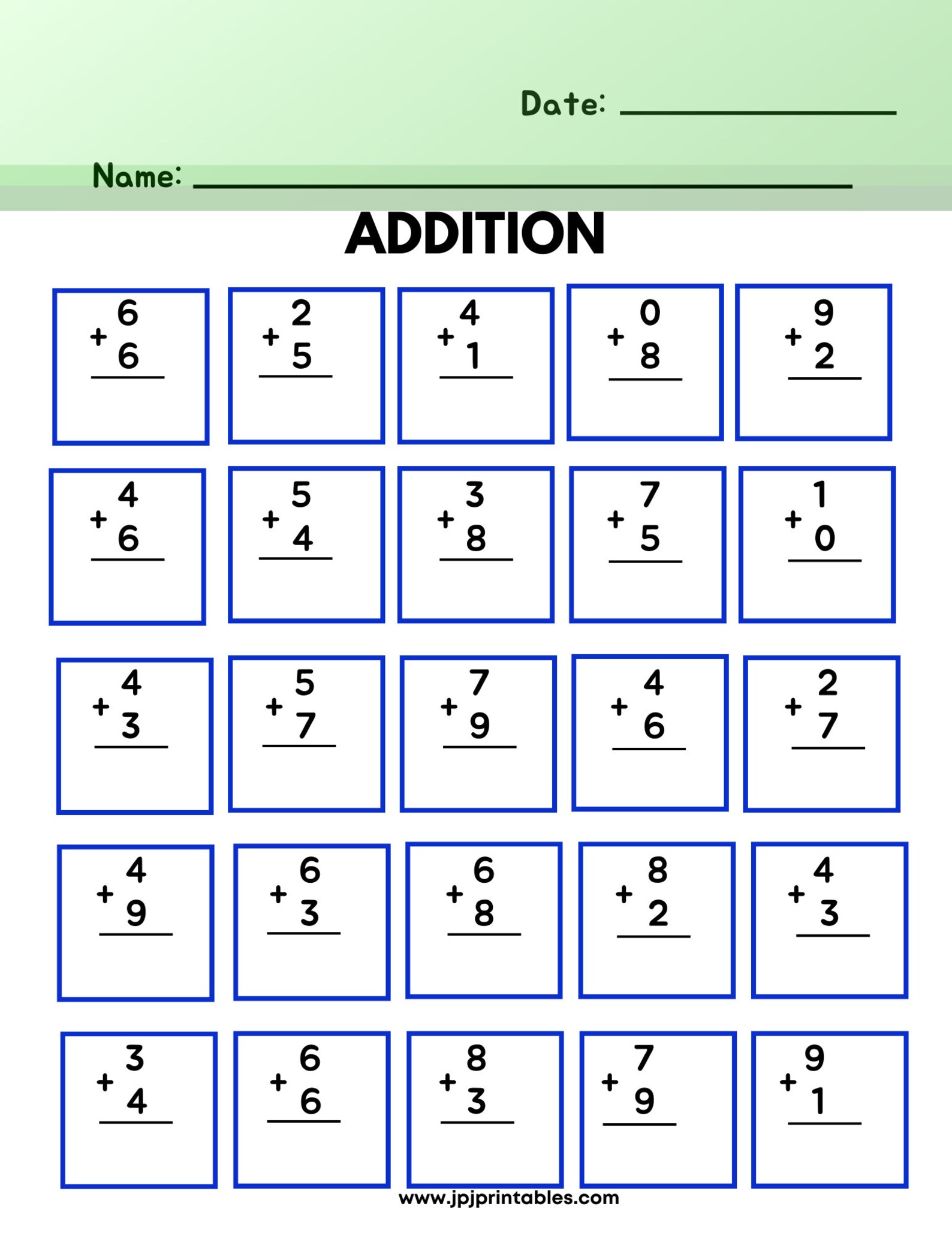 Printable Math Worksheets, 10 Addition Problem Pages, Grade ...
