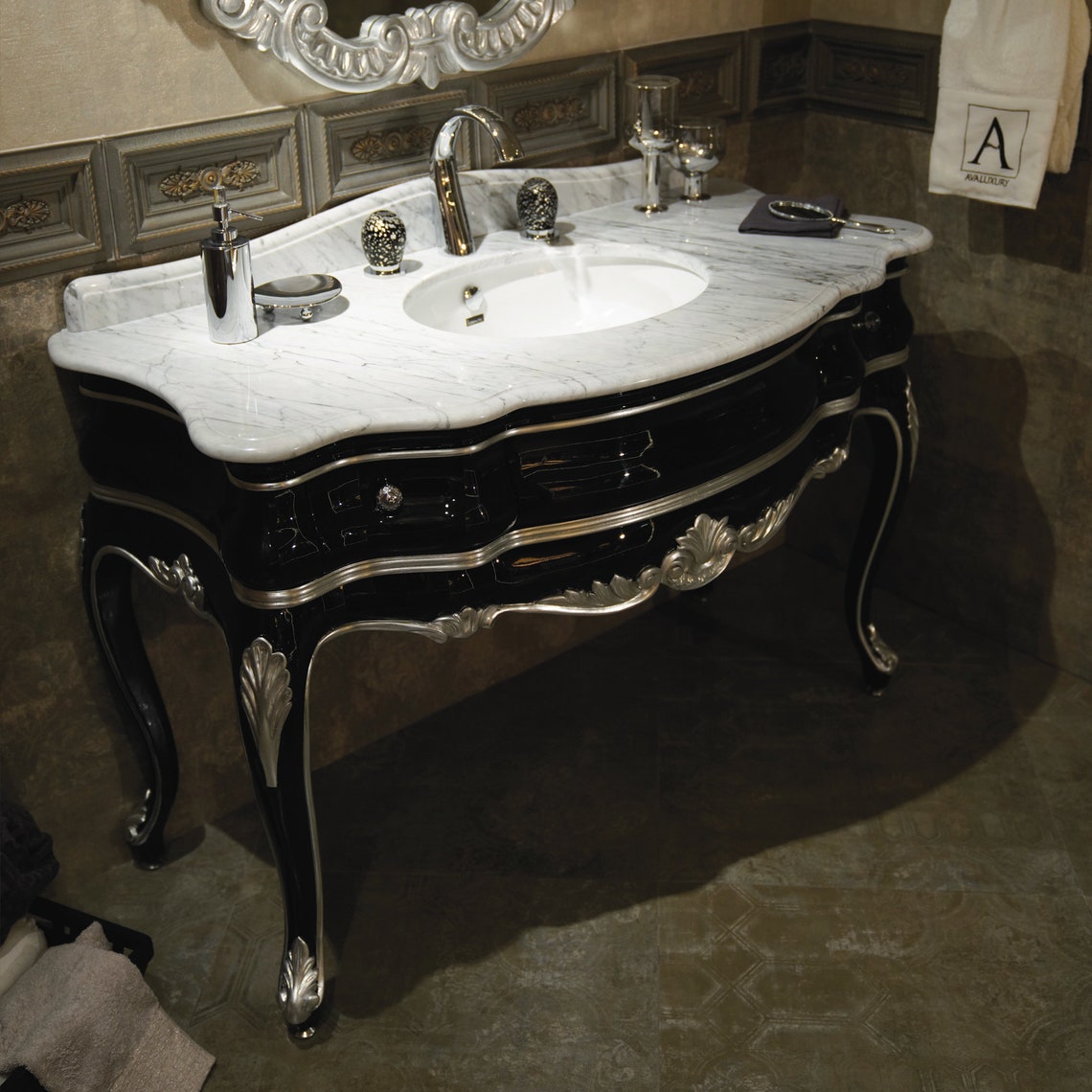 AFRODIT 49 Inch Black Silver Single Sink Bathroom Vanity - Etsy