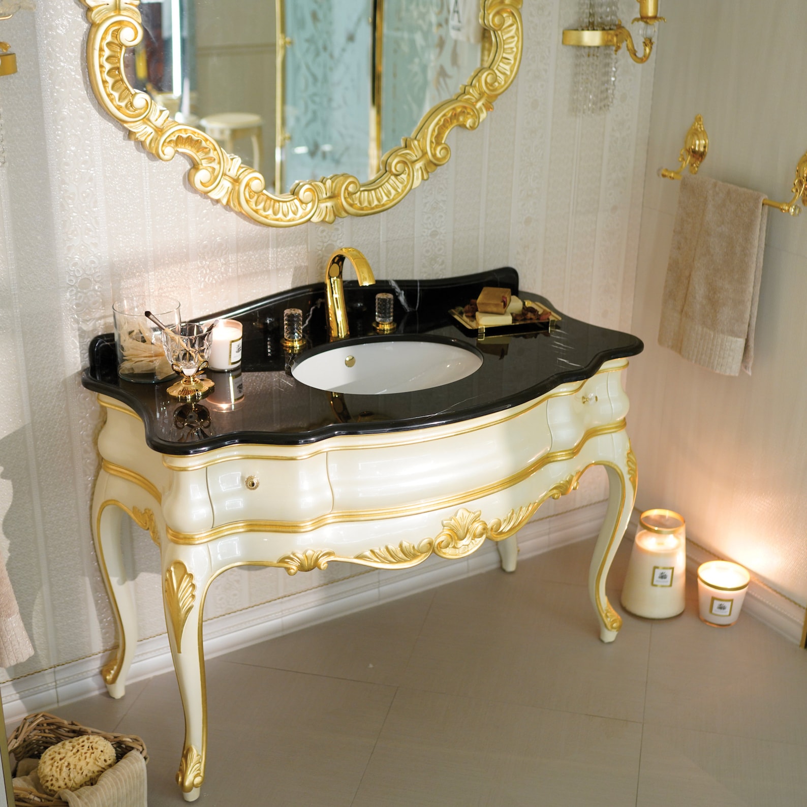 AFRODIT 34" & 49" Beige Gold Single Sink Bathroom Vanity - Etsy