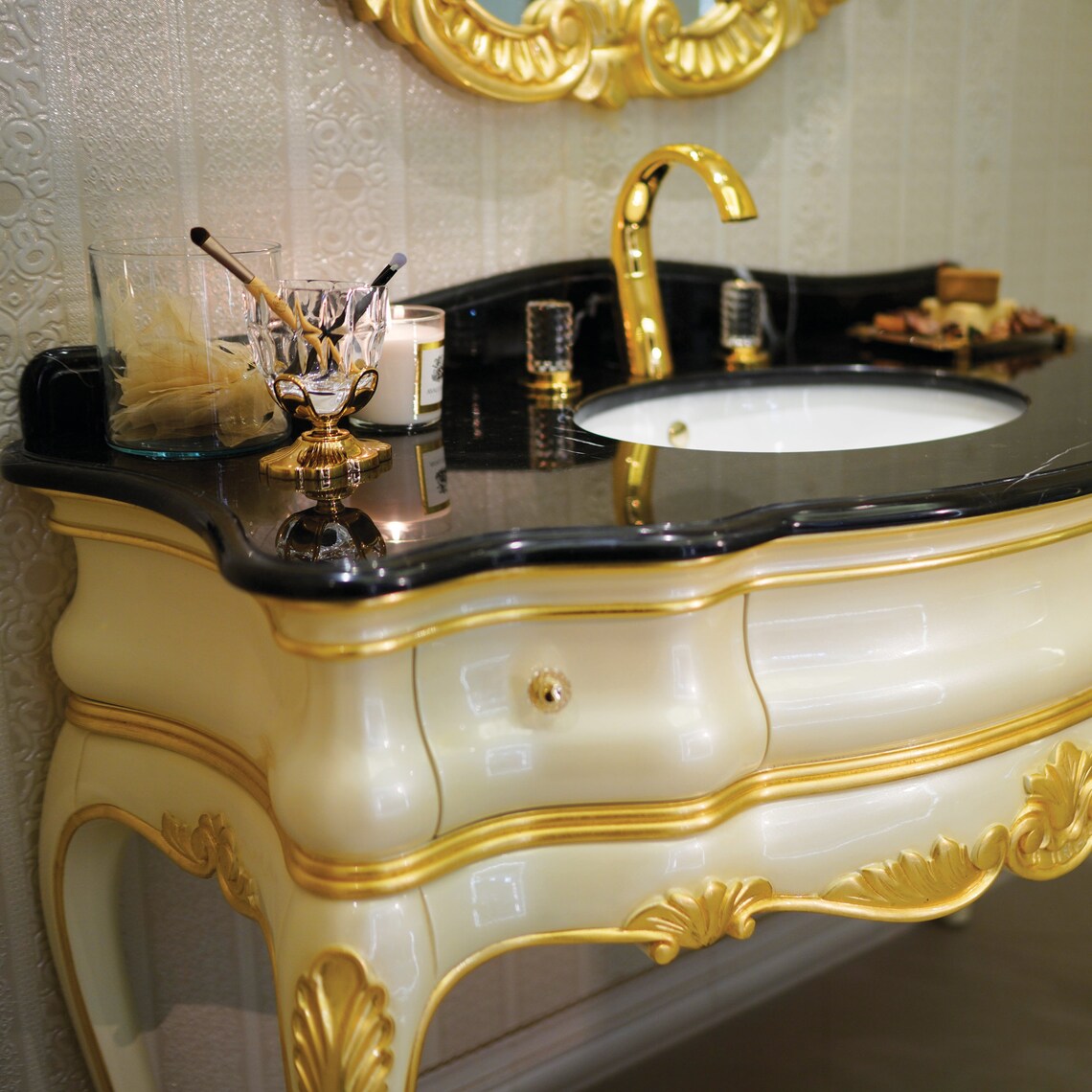 AFRODIT 34" & 49" Beige Gold Single Sink Bathroom Vanity - Etsy