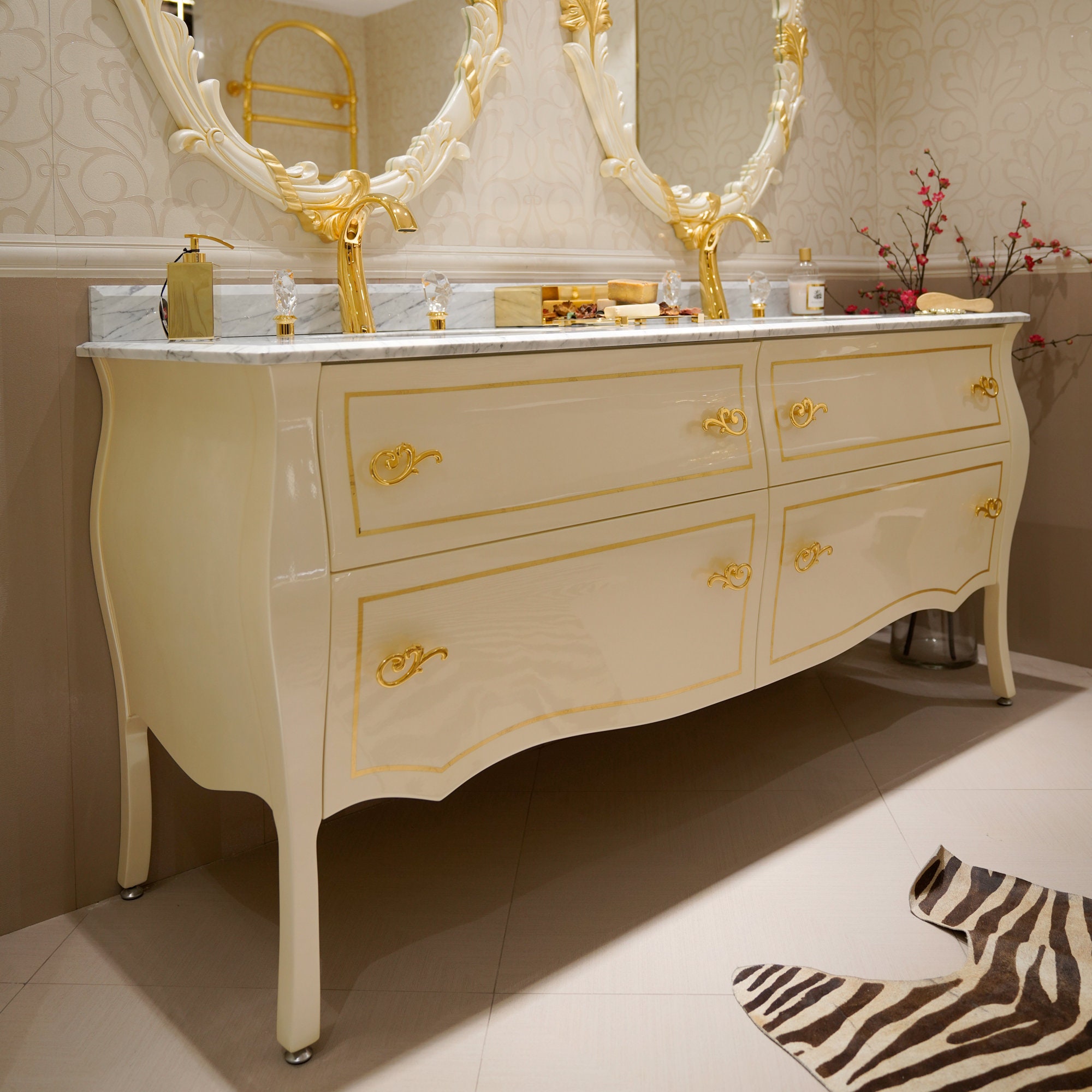 MOMOS 67 Inch Beige Gold Double Sink Bathroom Vanity - Etsy