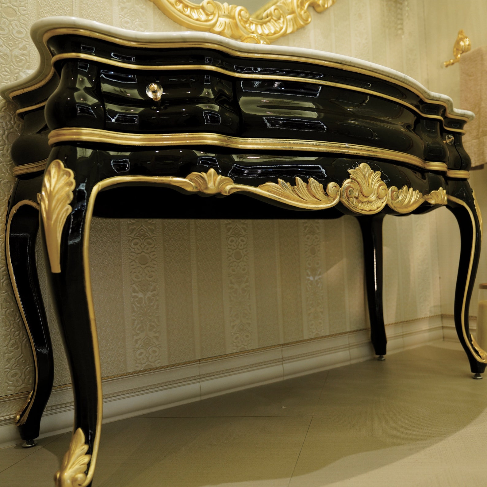 AFRODIT 49" Black Gold Single Sink Bathroom Vanity - Etsy