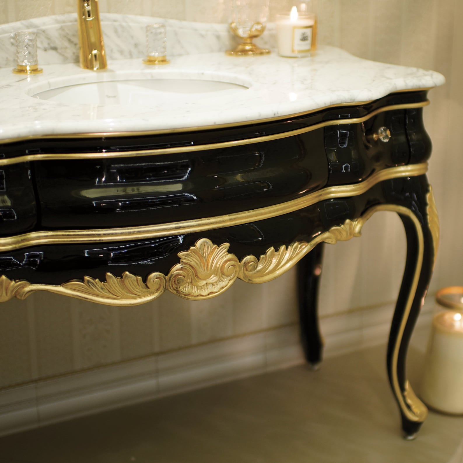 AFRODIT 49" Black Gold Single Sink Bathroom Vanity - Etsy
