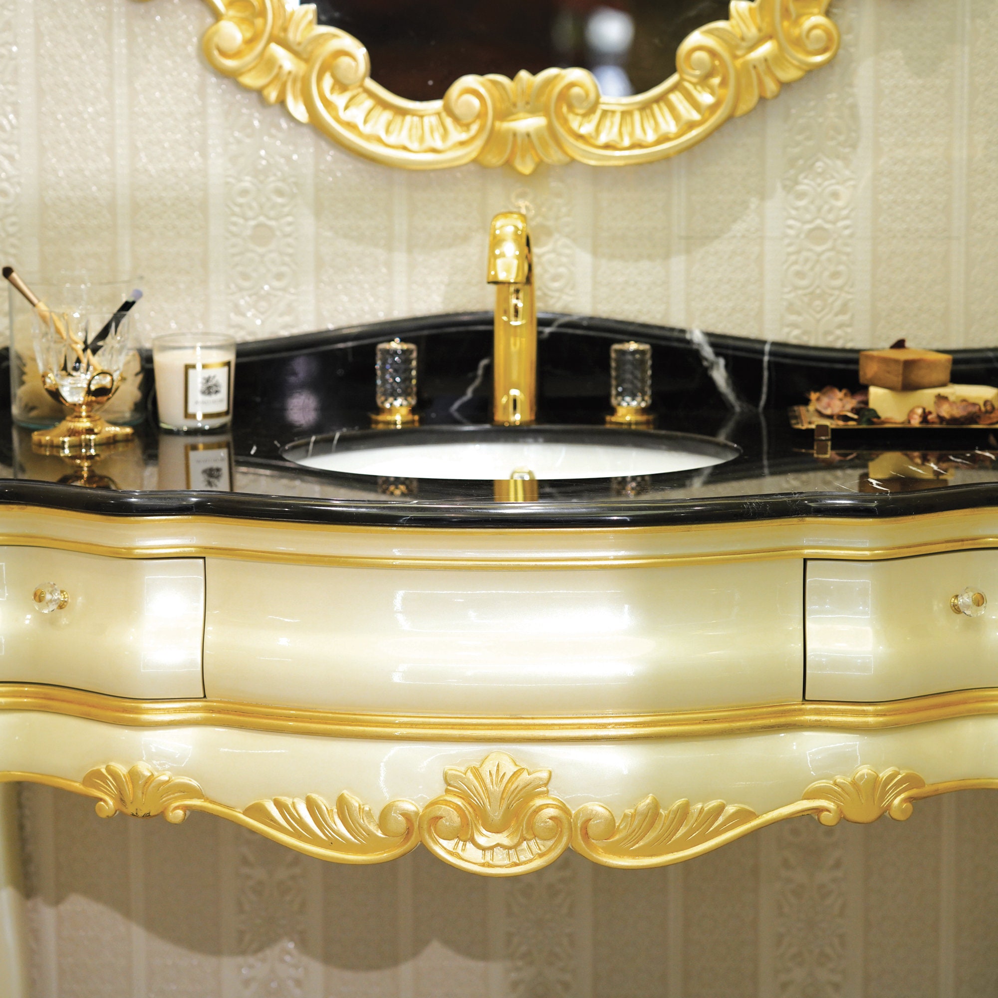 AFRODIT 34" & 49" Beige Gold Single Sink Bathroom Vanity - Etsy