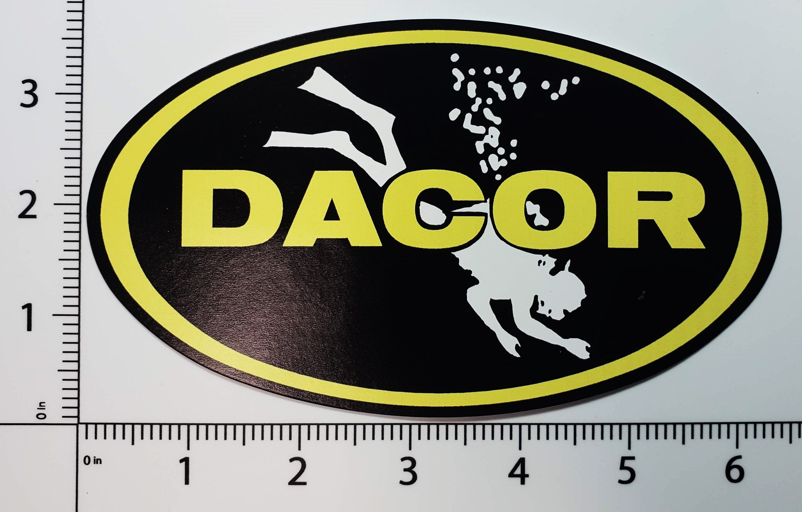 DACOR Diving Decal Sticker Reproduction 6mil UV Vinyl 6" Oval Die Cut ...