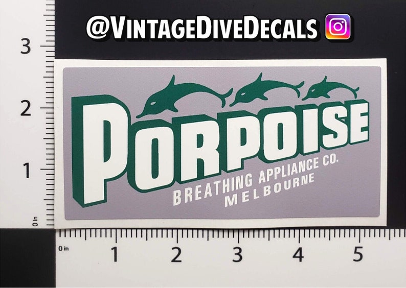 Porpoise Breathing Appliance Scuba Dive Diving Decal Repro 6mil Vinyl 5 ...