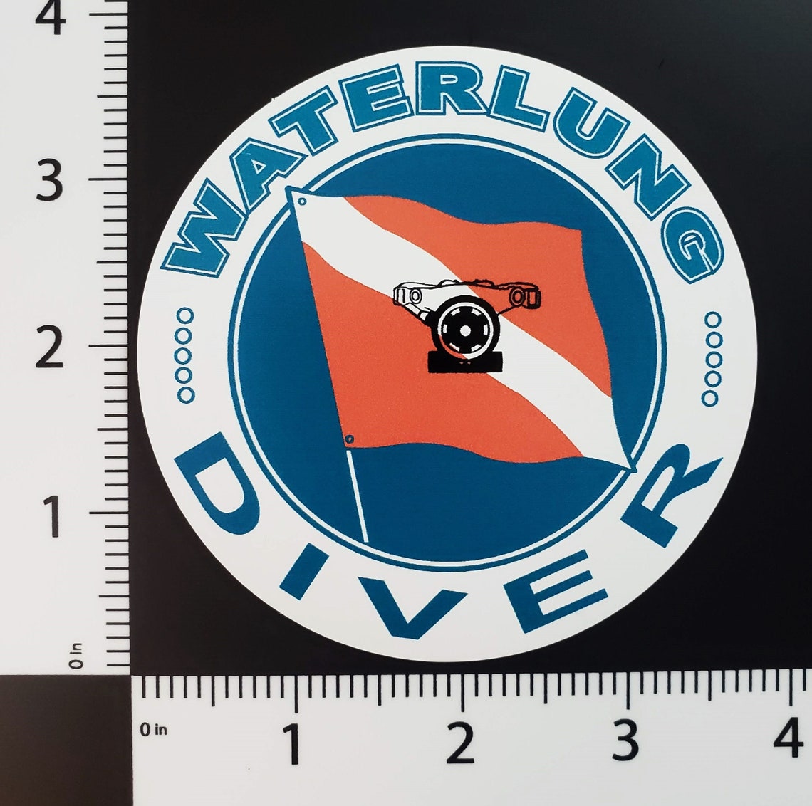 Waterlung Diver Diving Decal Sticker Reproduction 6mil UV Vinyl 4" Die ...