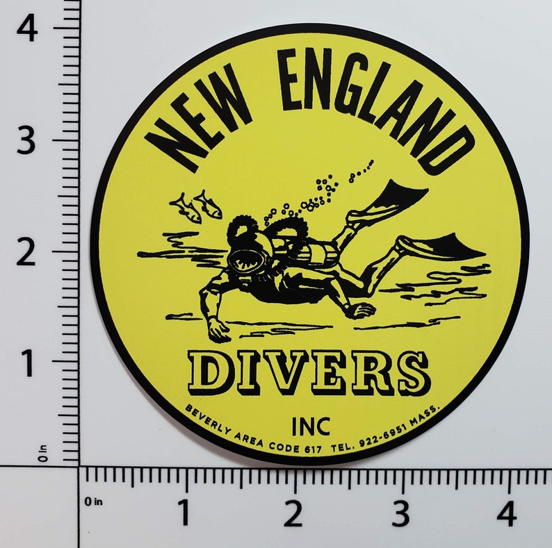 New England Divers Vintage Diving Decal Sticker Reproduction 6mil UV ...