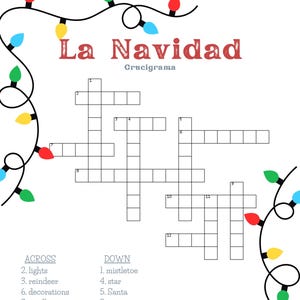 La Navidad Crucigrama (christmas Crossword Puzzle) - Etsy