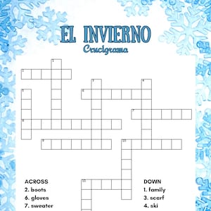 El Invierno Crucigrama--winter Crossword - Etsy