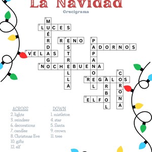La Navidad Crucigrama (christmas Crossword Puzzle) - Etsy