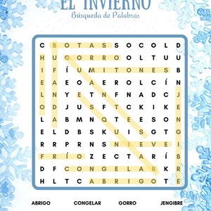 El Invierno Búsqueda De Palabras (winter Wordsearch) - Etsy