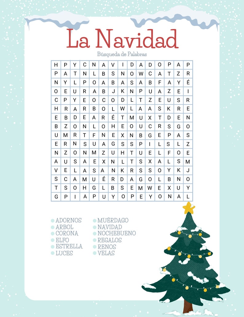 La Navidad Búsqueda De Palabras--christmas Word Search - Etsy