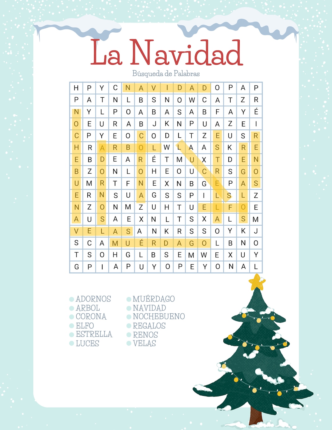 La Navidad Búsqueda De Palabras--christmas Word Search - Etsy