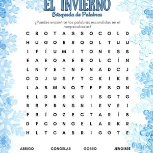 El Invierno Búsqueda De Palabras (winter Wordsearch) - Etsy