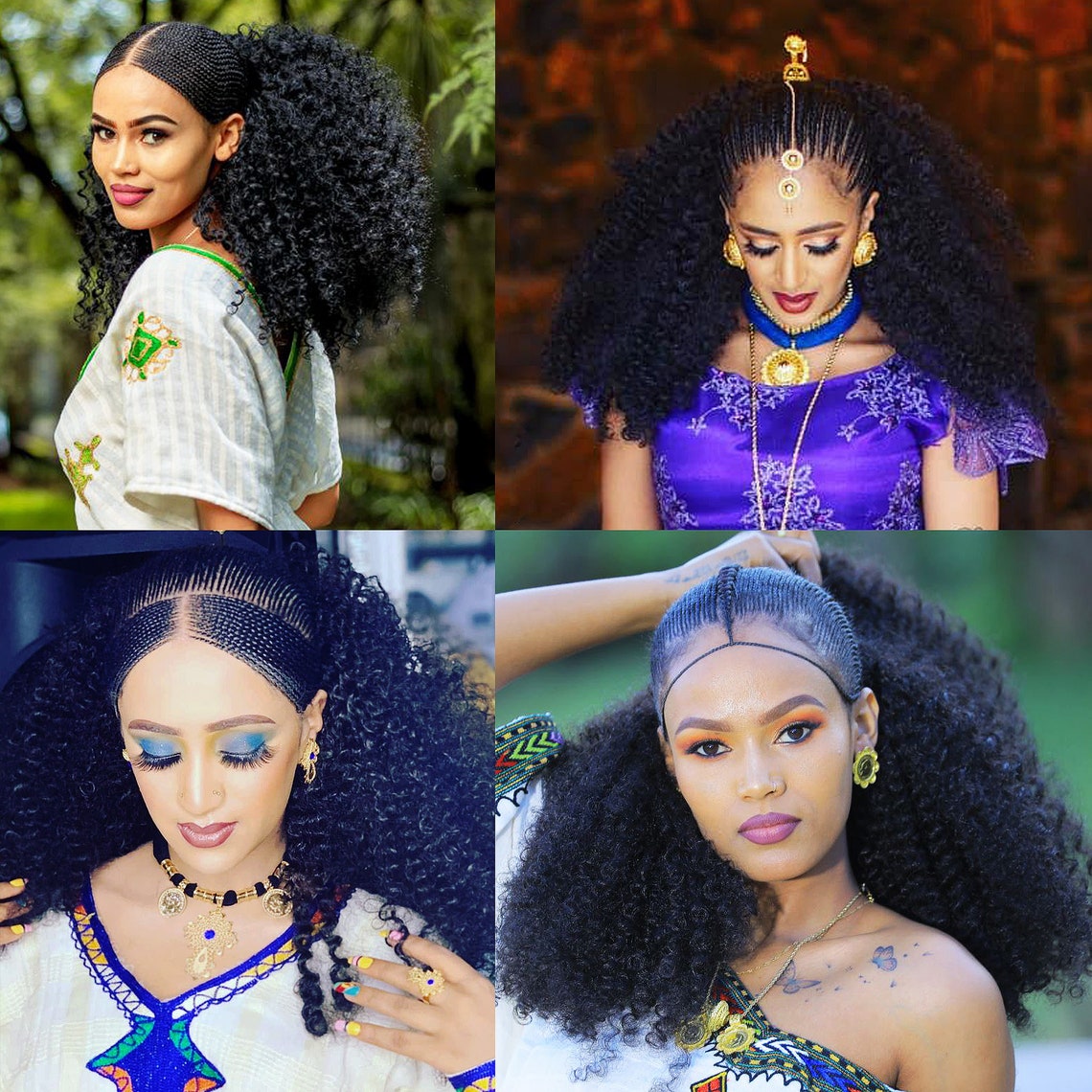 4PCS ሽኮሪና Shkorina Habesha Hair Style Extension 4 Bundle Ethiopian Hair Extension 4 Bundle ...