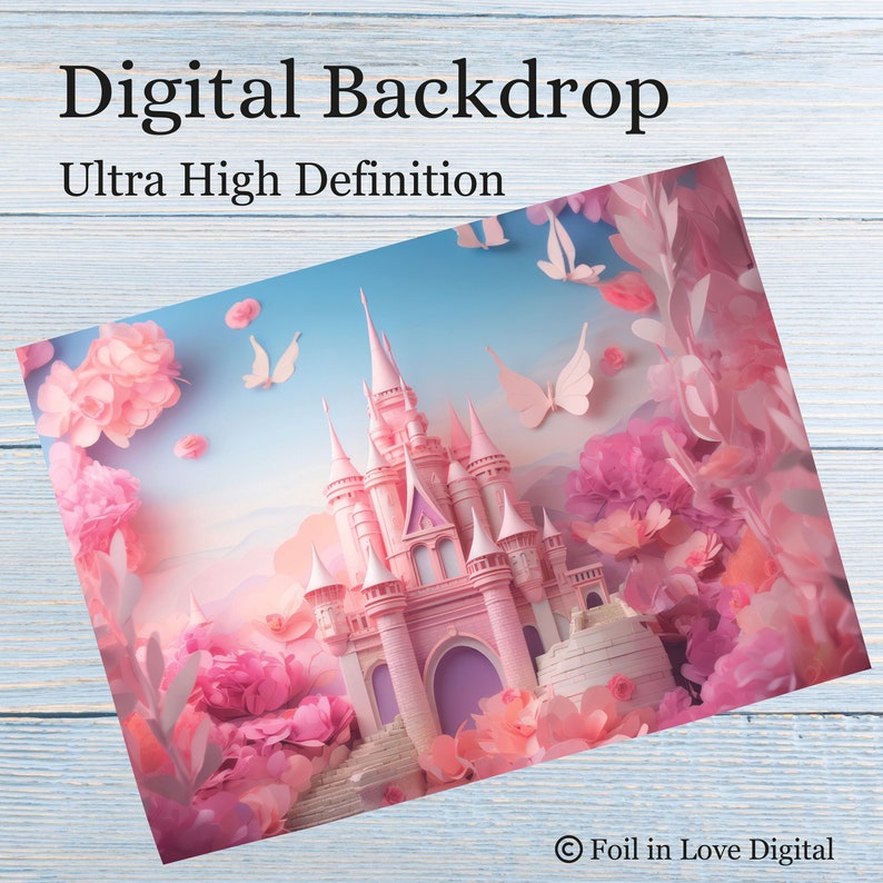 Pink Princess Castle Backdrop, Pink Fairytale Magic Castle Background ...