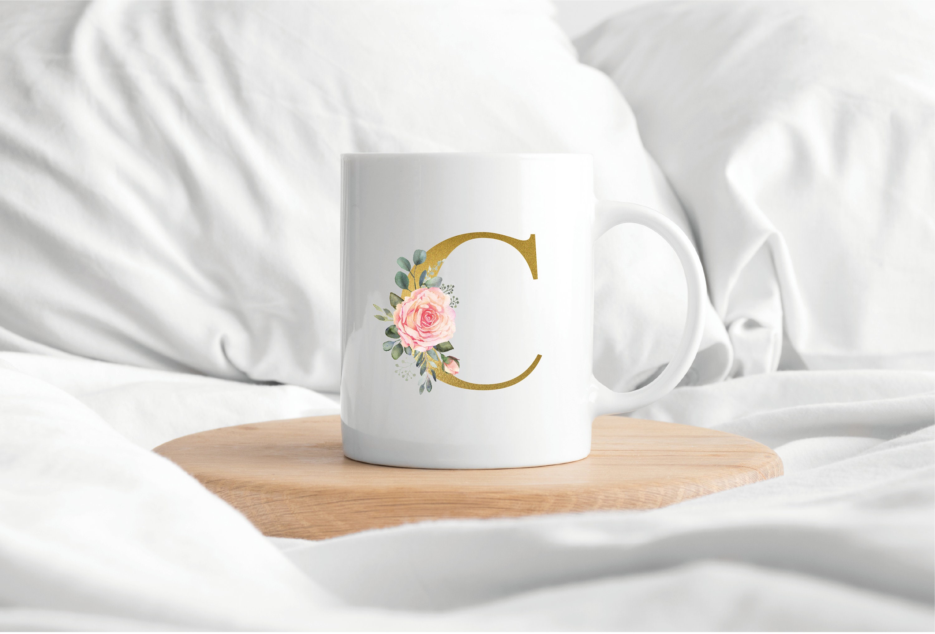 Gold Watercolour Flower Alphabet Gold Monogram Letters - Etsy