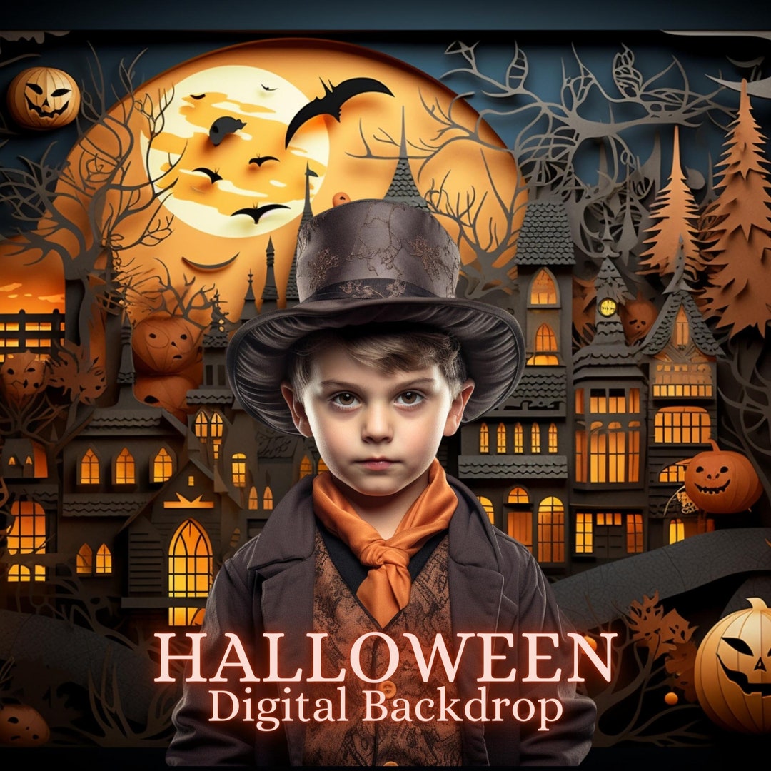 Halloween Spooky Scene Backdrop Paper Cut Scary Backdrop - Etsy