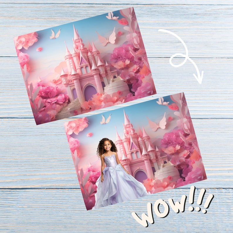 Pink Princess Castle Backdrop, Pink Fairytale Magic Castle Background ...