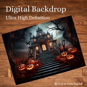 Halloween Spooky Castle Stairs Backdrop, Horror Scary Backdrop, Digital ...