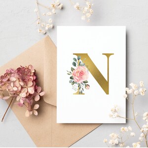 Gold Watercolour Flower Alphabet Gold Monogram Letters - Etsy