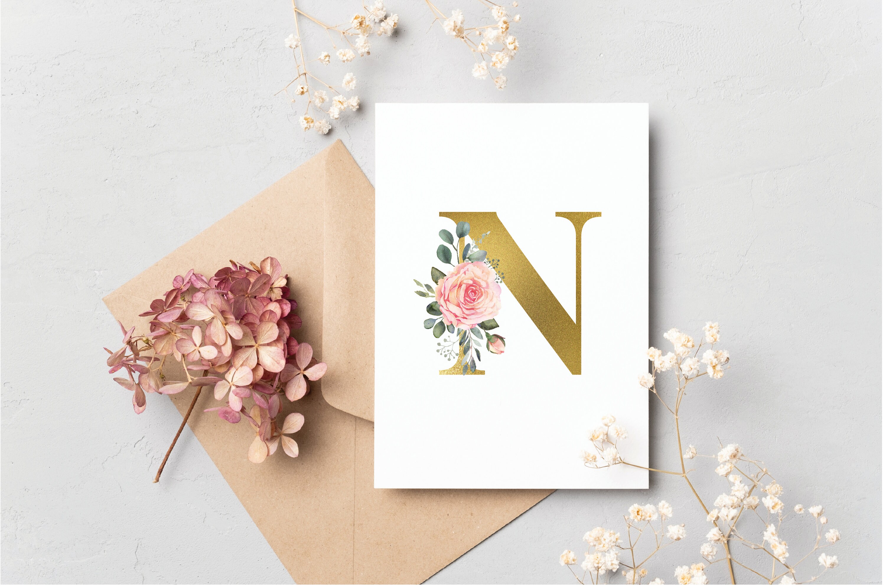 Gold Watercolour Flower Alphabet Gold Monogram Letters - Etsy