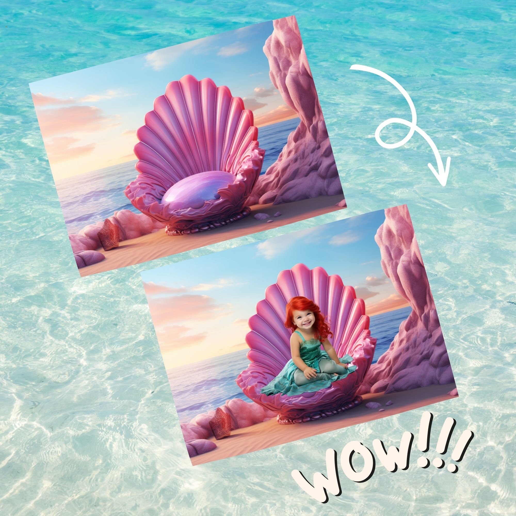 Mermaid Sea Shell Backdrop, Digital Download, Background for ...