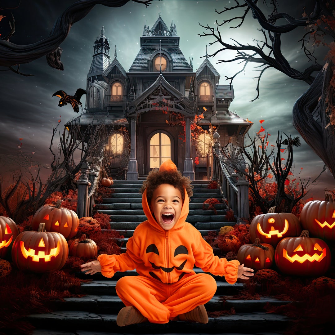 Halloween Spooky Castle Stairs Backdrop, Horror Scary Backdrop, Digital ...