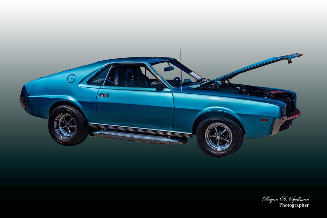 Blue 1969 AMC AMX Photo, Classic American Muscle Car Art, Iconic Retro ...