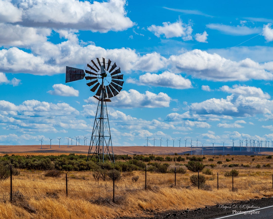 The Old and the New, Windmill Photography, Northern Oregon Windfarm ...