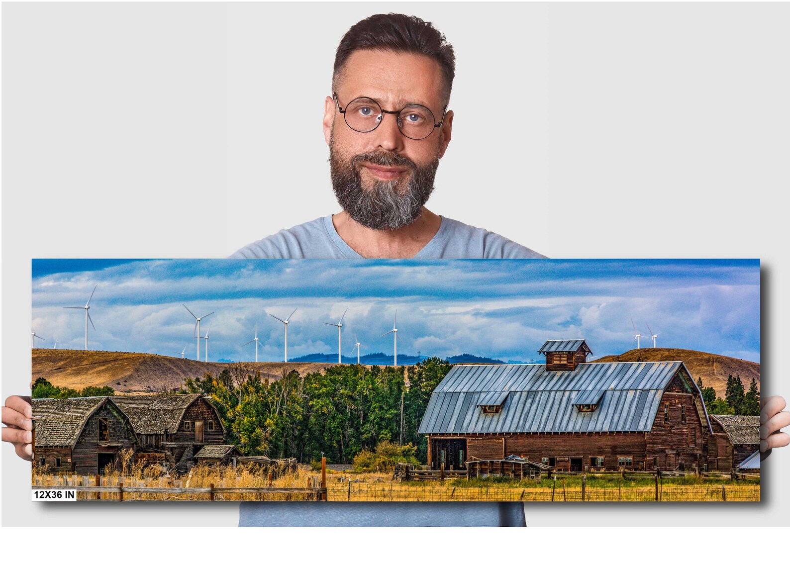 Rustic Wooden Barns, Wind Turbines, Kittitas County, Washington ...