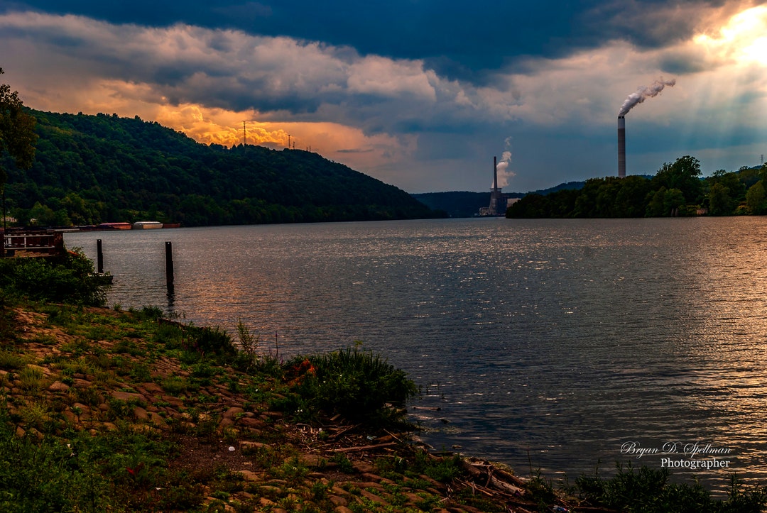 Ohio River at Wellsburg Wharfs, River Photography, Landscape ...