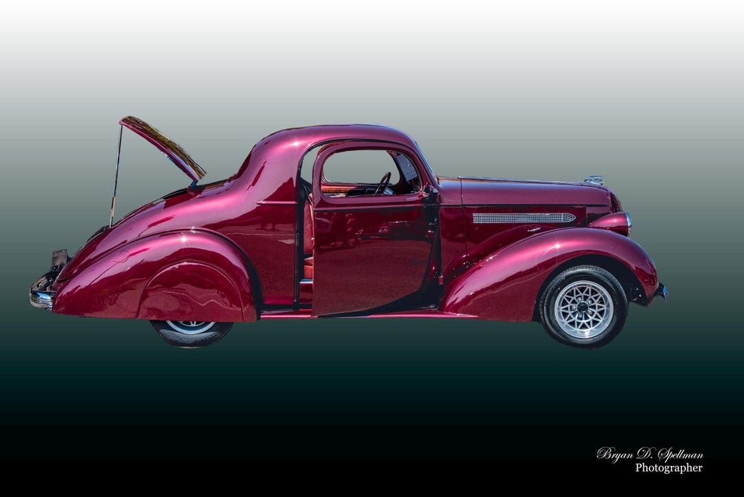 Purple 1936 Pontiac Silver Streak Coupe Photo, Vintage Art Deco Car ...