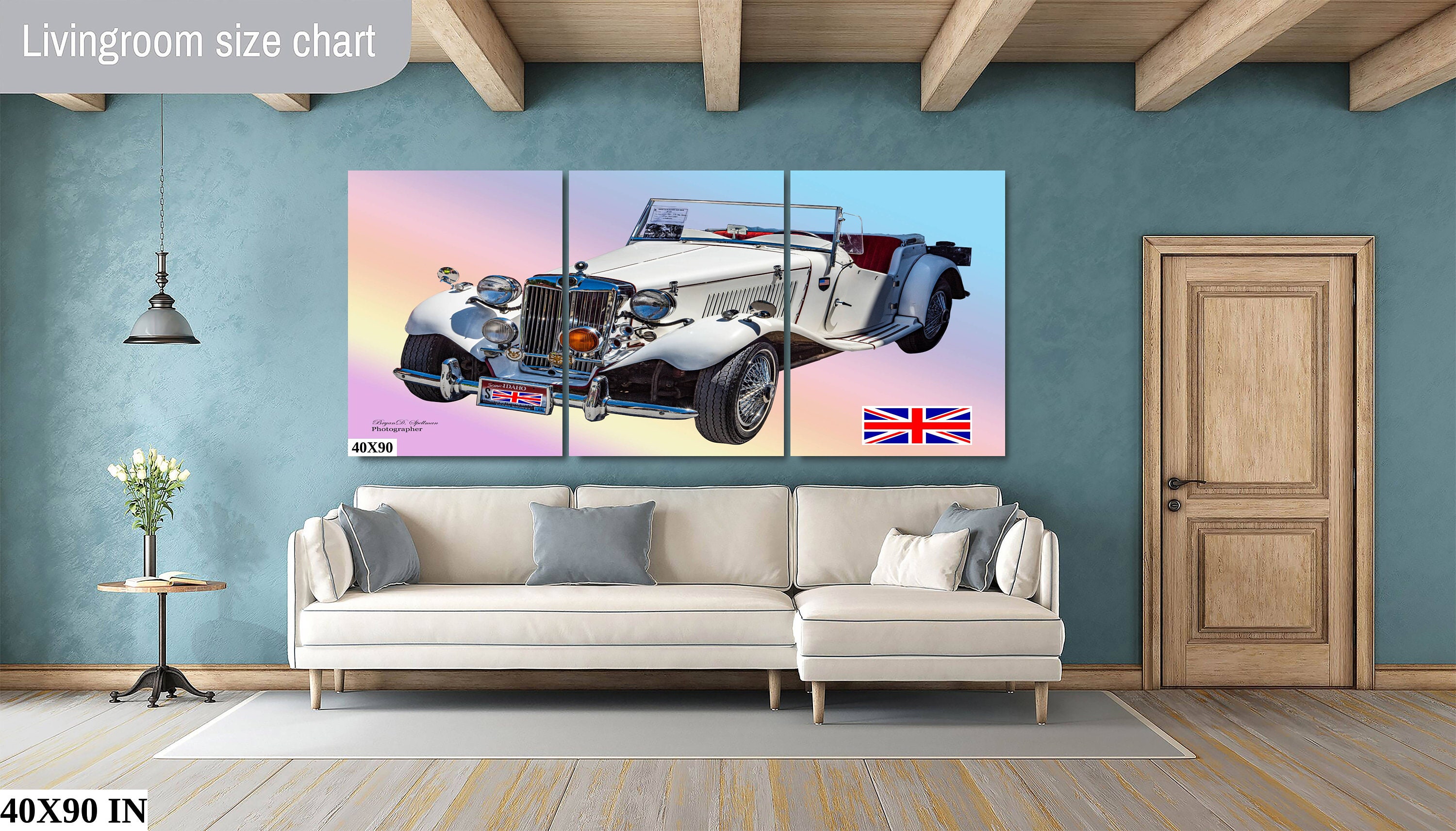 1951 MG TD Wall Art, Classic British Sports Car Wall Art, Glossy Photo Print, Stretched Canvas ...