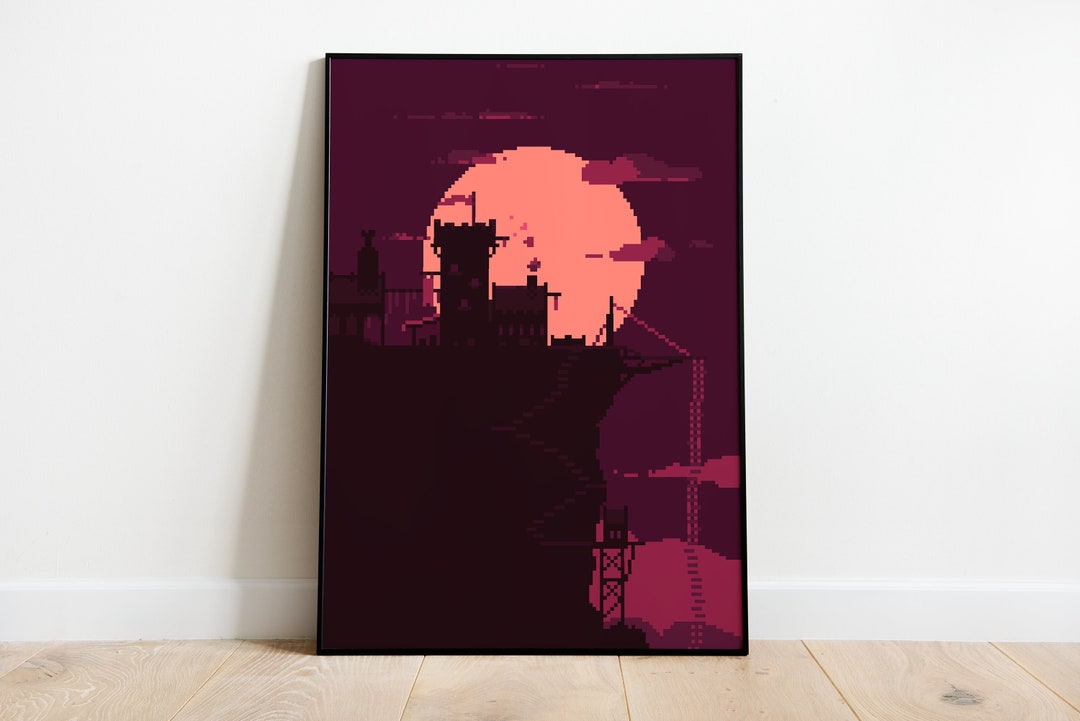 Cliffside Village Wall Art Print, Digital Digital Download, Pixel Art ...