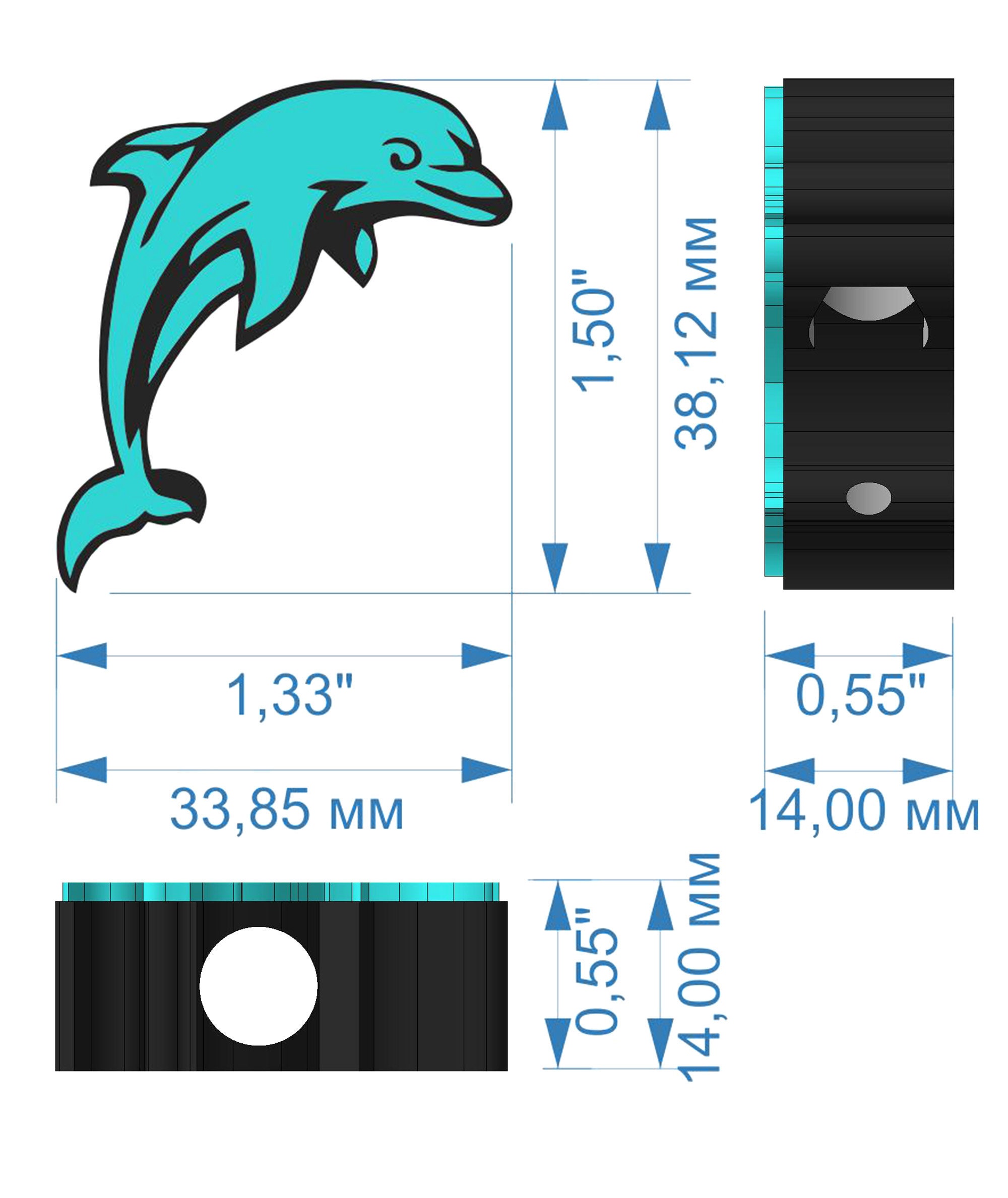 Straw Topper Dolphin, STL File for 3D Printing, Baby Shower, Happy ...