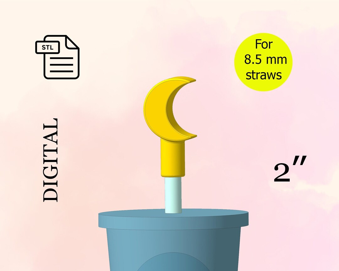 3d Print File Crescent Moon, Straw Cover STL File for 3d Printing, Baby ...