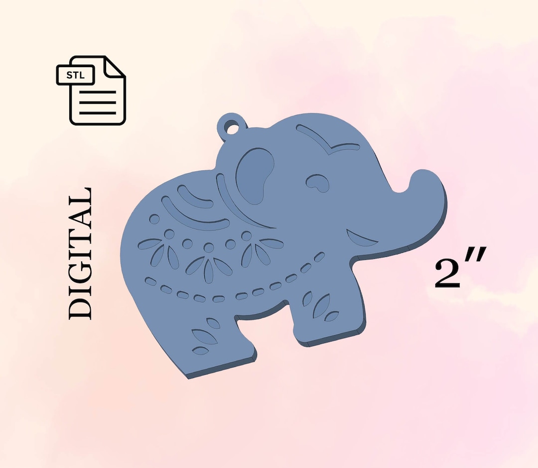Keychain Elephant, Stl File for 3d Printing, Keyring, Custom Keychain ...